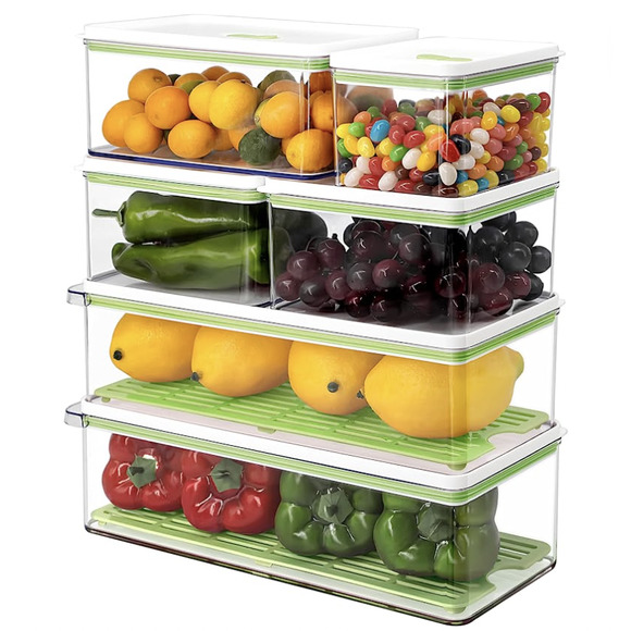 Kitchen | 6 Pack Plastic Stackable Food Containers | Poshmark